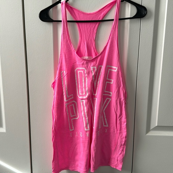 PINK Victoria's Secret | Tops | Pink Victorias Secret Hot Pink Tank Top Love Pink Eighty Six ...